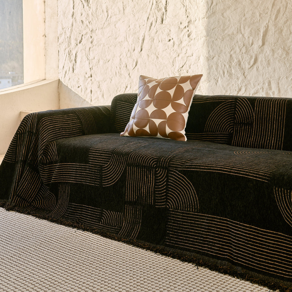 Modern Geometric Sofa Cover Black – ComiComi